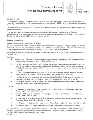 Fillable Online Guidance Notes High hedges complaint form Fax Email ...
