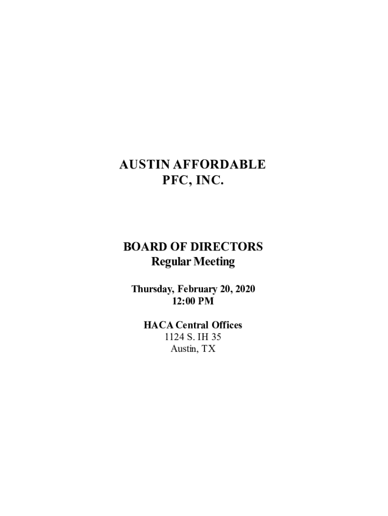 Fillable Online PFC, INC. AUSTIN AFFORDABLE Fax Email Print - pdfFiller