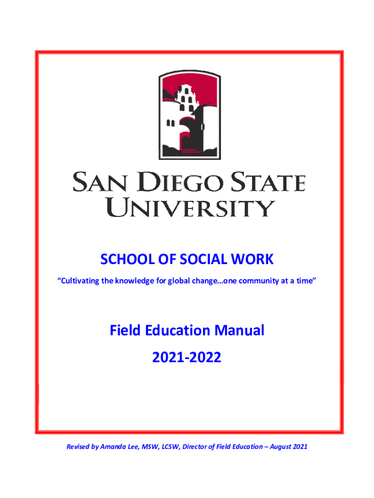 Fillable Online socialwork sdsu SCHOOL OF SOCIAL WORK Field Education ...