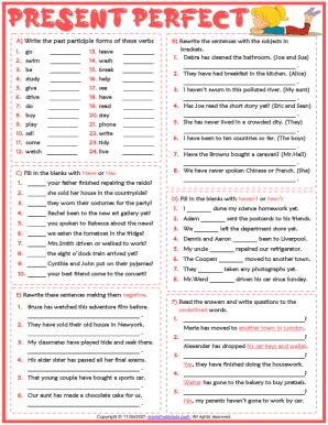 Fillable Online A) Write the past participle forms of these verbs Fax ...
