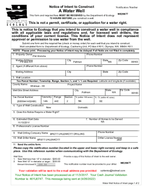 Fillable Online This is notice to Ecology that you intend to construct ...