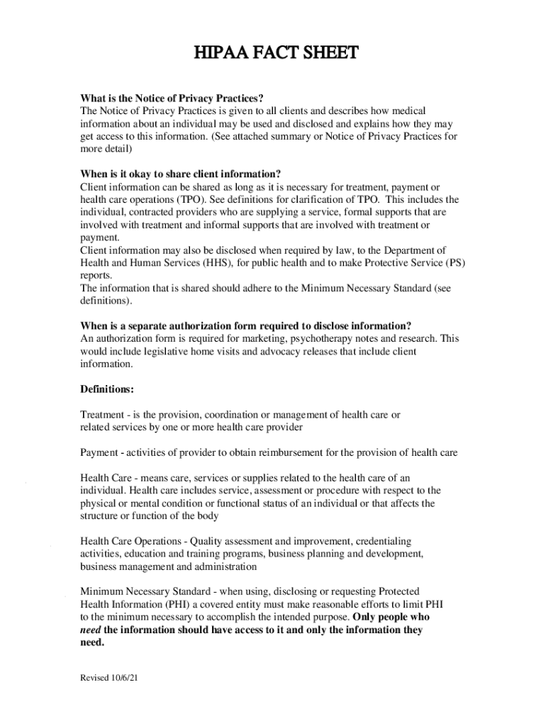 Fillable Online HIPAA Fact Sheet - Minuteman Senior Services Fax Email ...