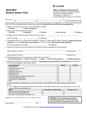 Fillable Online osfa illinois 2020-2021 Student Status Form ...