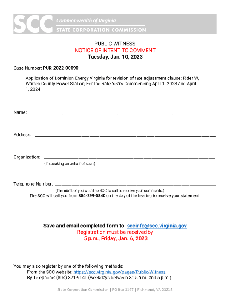 Fillable Online scc virginia SCC Public Appearance Form - State ...