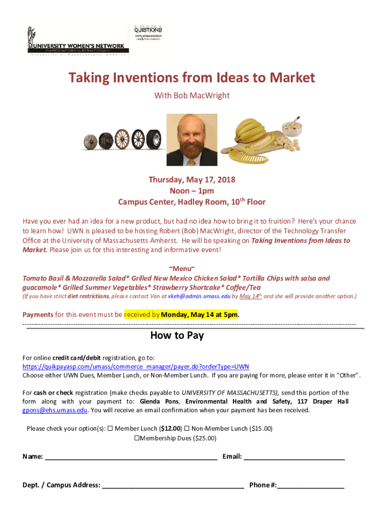 Fillable Online Taking Inventions from Ideas to Market - UMass Amherst ...