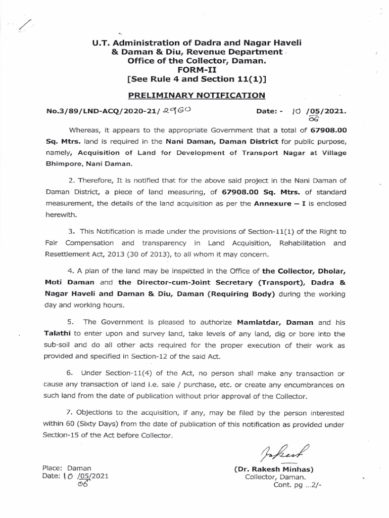 Fillable Online FORM-I1 - UT Administration of Daman & Diu Fax Email ...