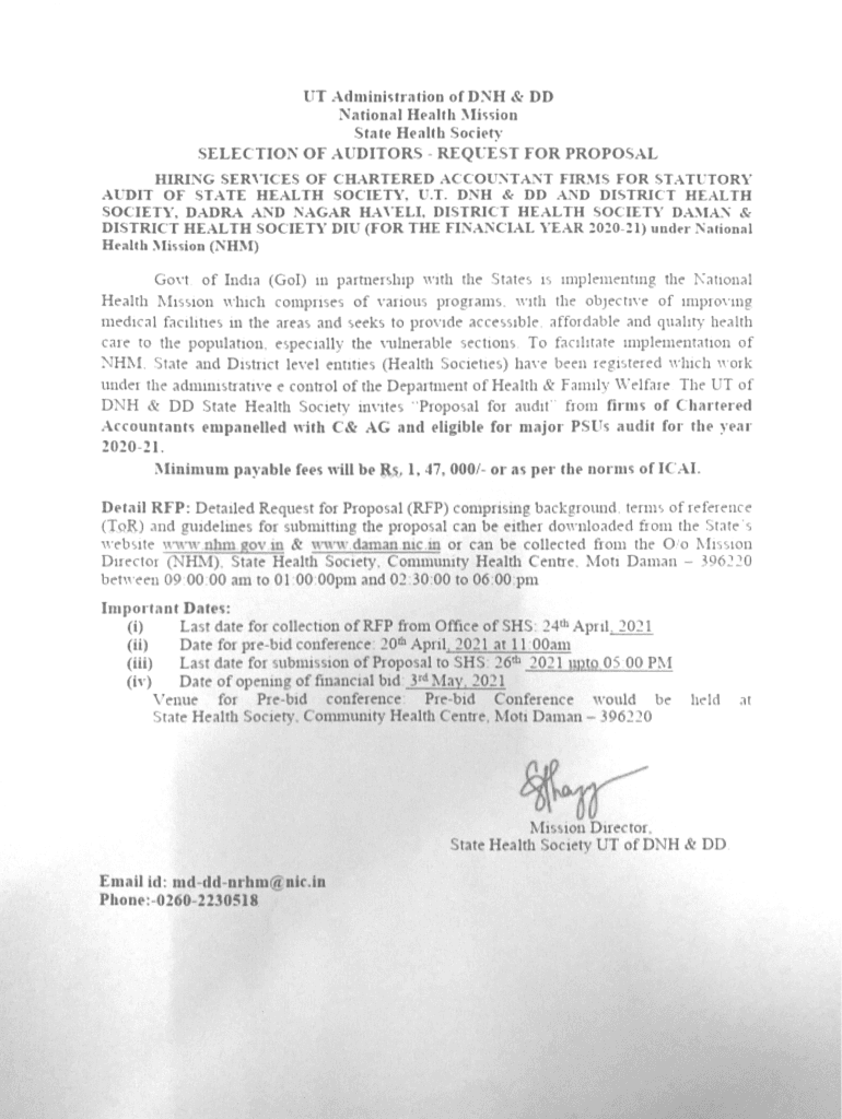 Fillable Online Request for Proposal (RFP) - Daman district, India Fax ...