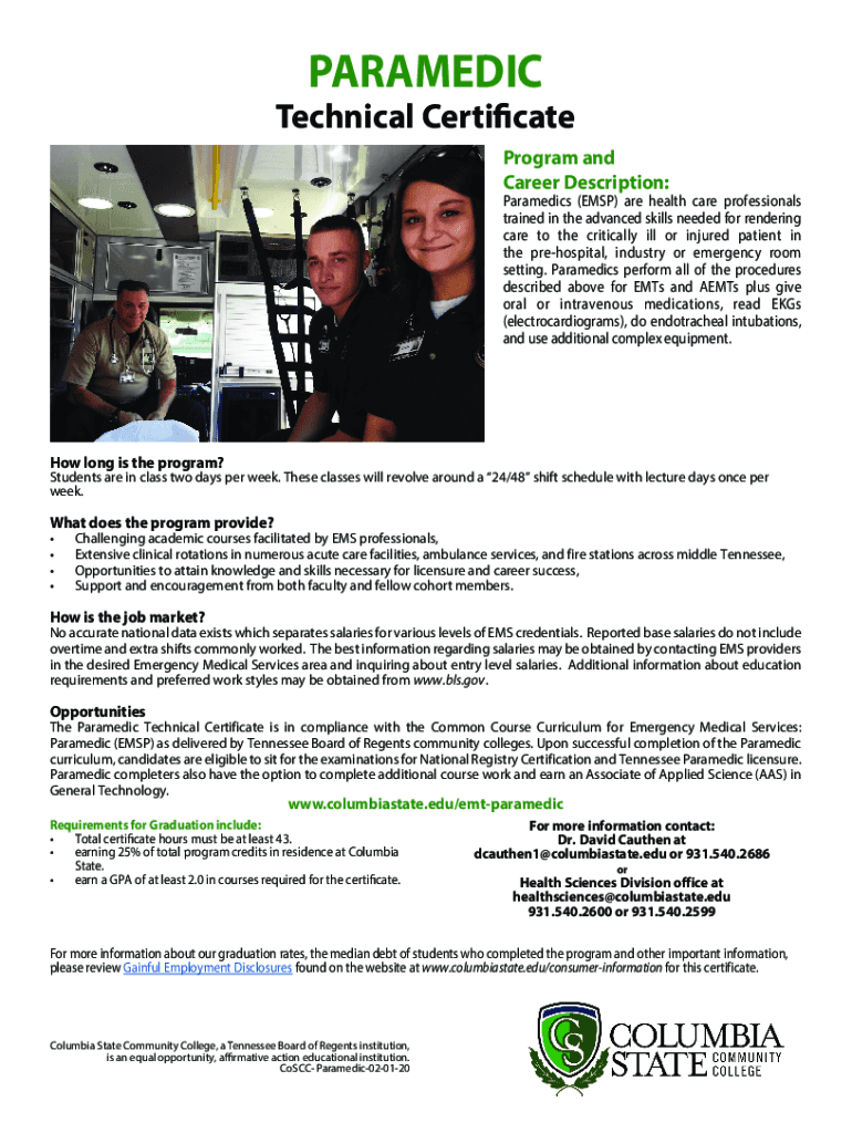 Fillable Online EMT vs. Paramedic: Education, Job Responsibilities ...