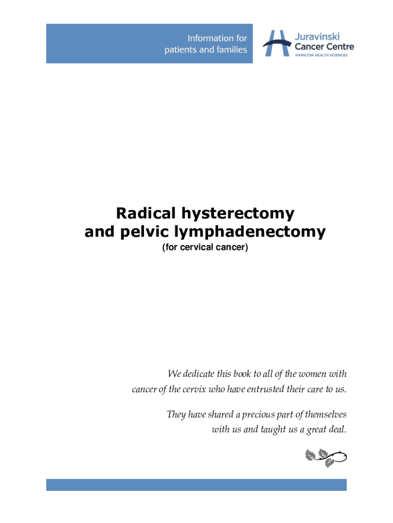 Fillable Online Radical Hysterectomy and Pelvic Lymphadenectomy (for ...