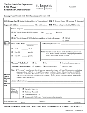 Fillable Online Nuclear Medicine Department I-131 Therapy Requisition ...