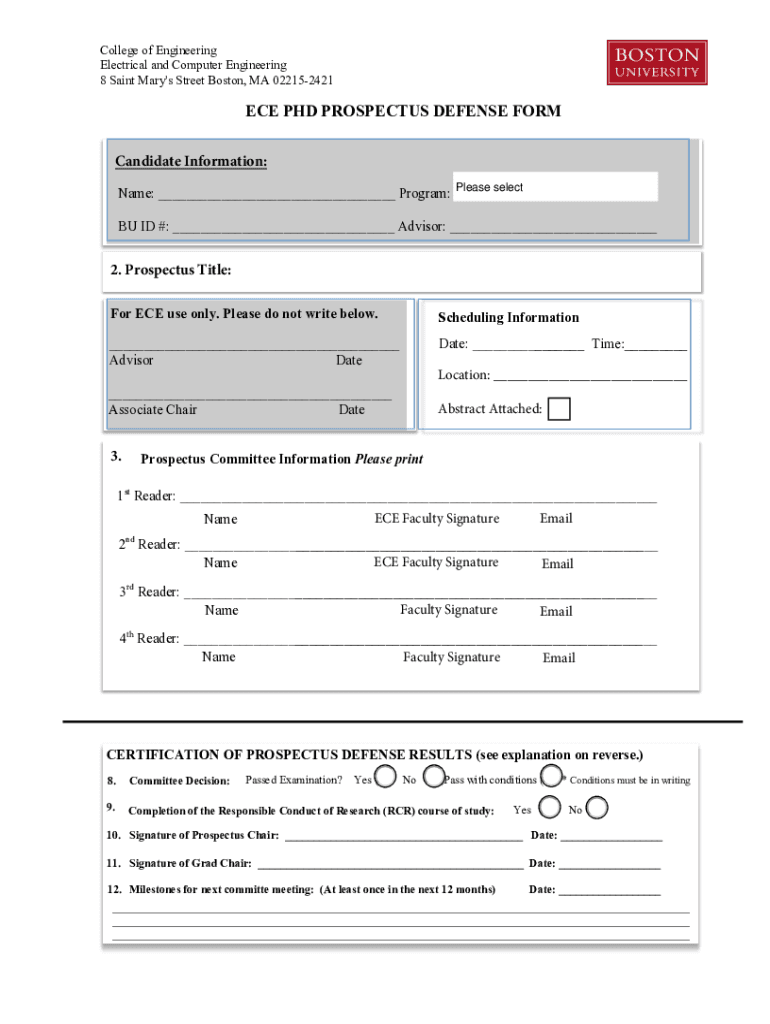 Fillable Online PhD Programs in the Department of Electrical and Computer Engineering ... Fax ...