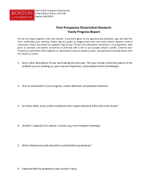 Fillable Online Yearly Dissertation Research Progress Report Form Fax ...
