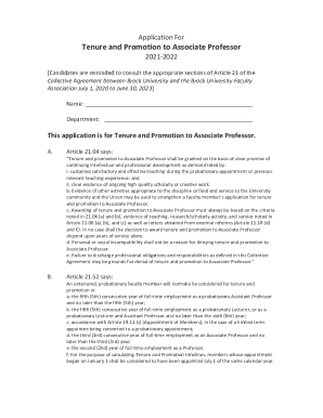 Fillable Online Application For Tenure and Promotion to Associate ...