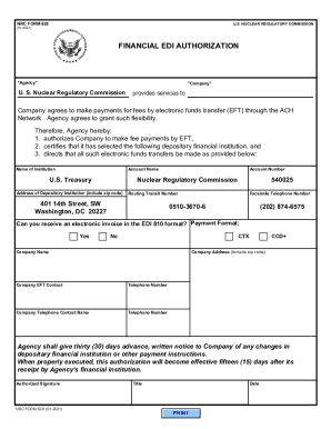 Fillable Online E-mail Attachment NRC Form 628 Financial EDI ...