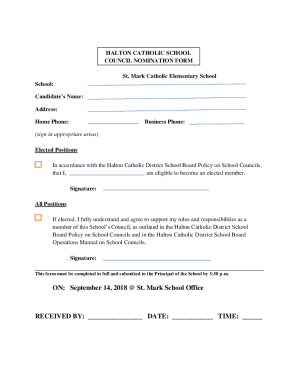 Fillable Online elem hcdsb halton catholic school council nomination ...