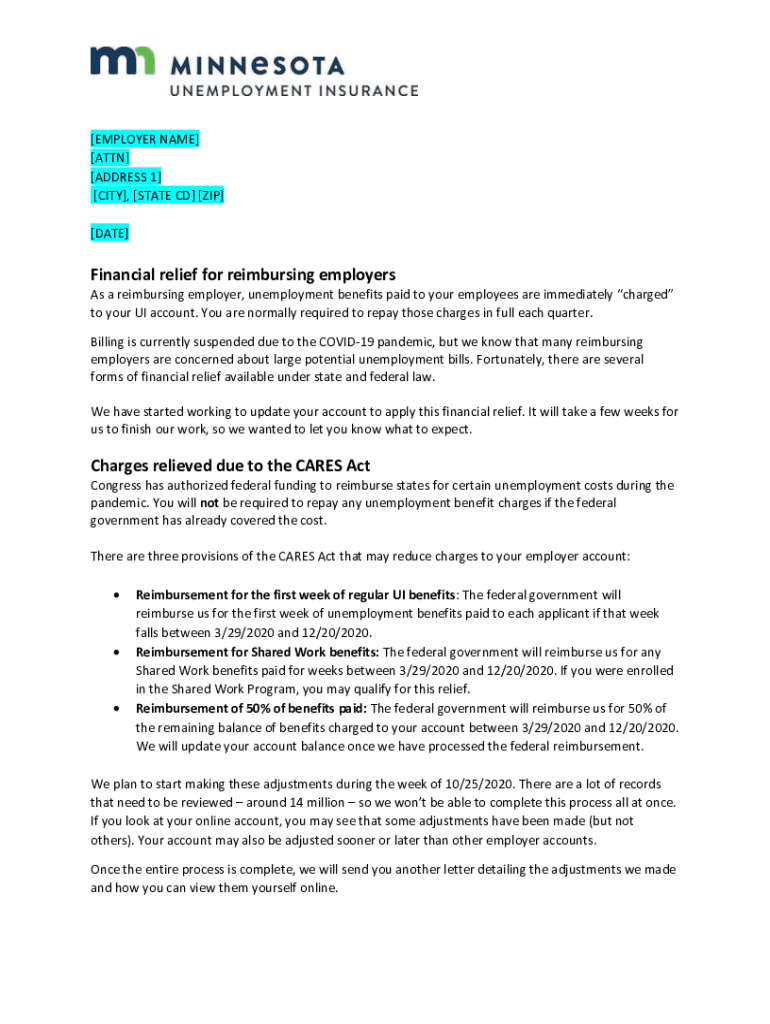 Fillable Online Financial relief for reimbursing employers Charges ...