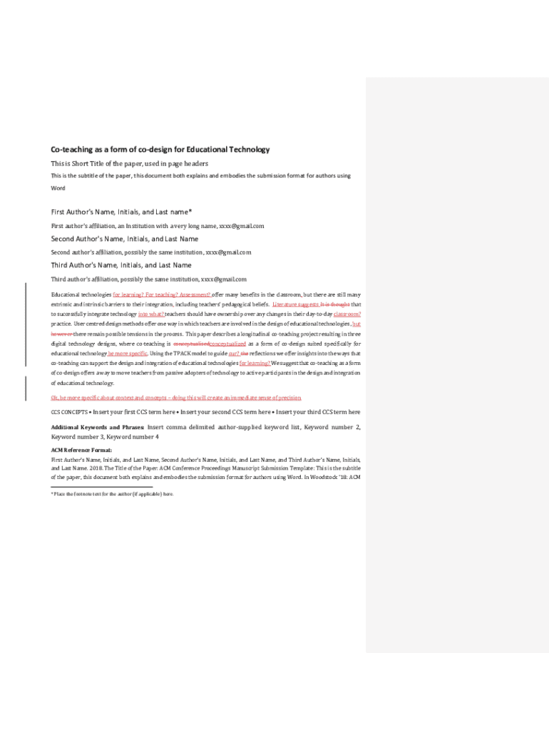 Fillable Online Co-teaching as a form of co-design for Educational ...