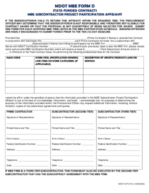 Fillable Online roads maryland MDOT MBE FORM D - Maryland.gov ...