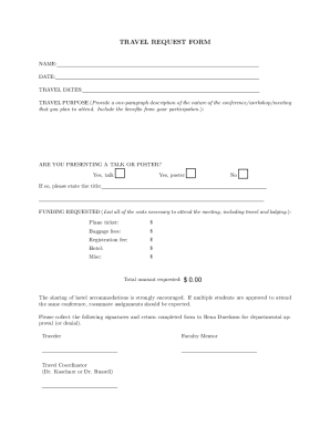 Fillable Online TRAVEL REQUEST FORM - Butler University Fax Email Print ...