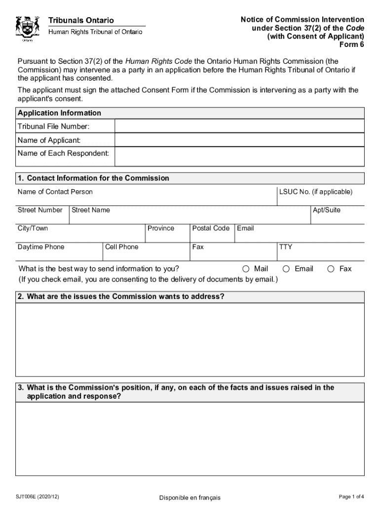 Fillable Online Notice of Commission Interventionunder Section 37(2) of ...