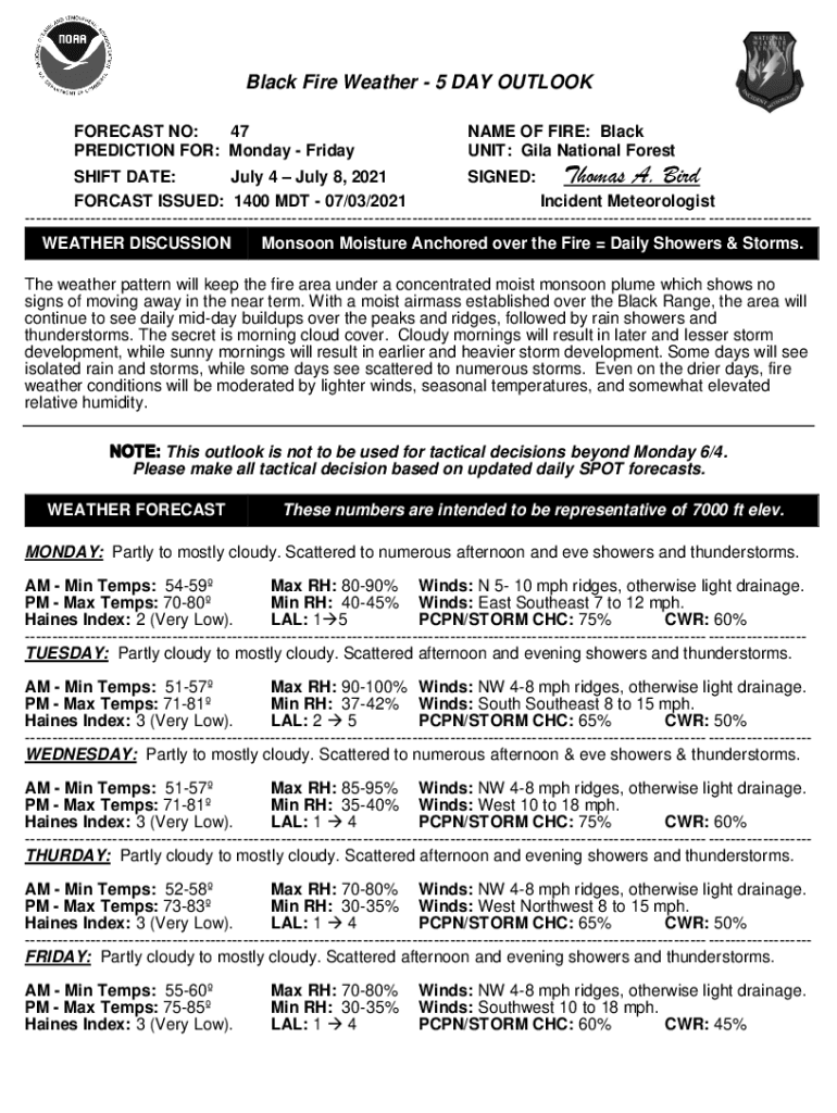 Fillable Online Daily Fire Weather Forecast Form Fax Email Print ...