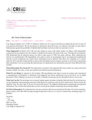 Fillable Online Carr, Riggs & Ingram, LLC - Notice of Data Event - MT ...