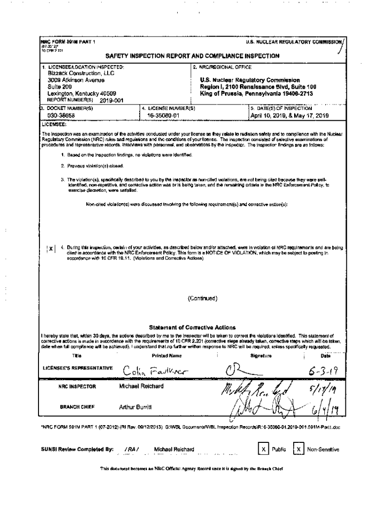 Fillable Online Bizzack Construction, LLC, NRC Form 591M Part 1 ...