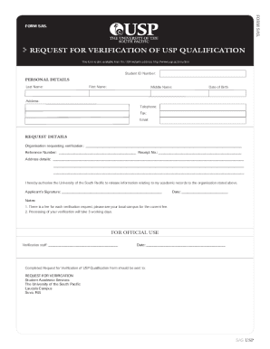 Fillable Online FORM SAS. REQUEST FOR VERIFICATION OF USP QUALIFICATION Fax Email Print - pdfFiller