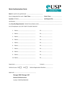 Fillable Online Work Authorization Form Fax Email Print - pdfFiller