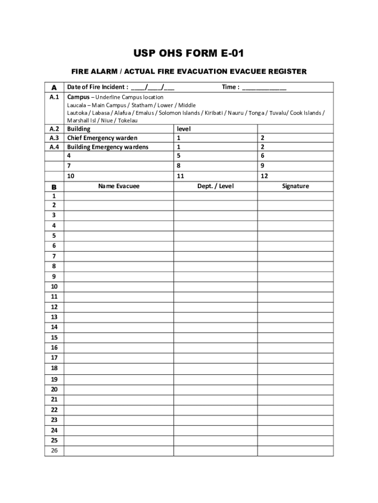 Fillable Online USP OHS FORM E-01 Fax Email Print - pdfFiller