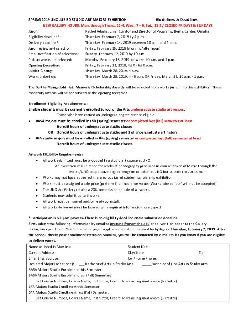 Fillable Online S2019 Juried Guidelines & Deadlines.docx Fax Email Print - pdfFiller
