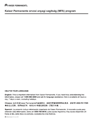 Fillable Online Kaiser Permanente orvosi anyagi segtsg (MFA) program ...