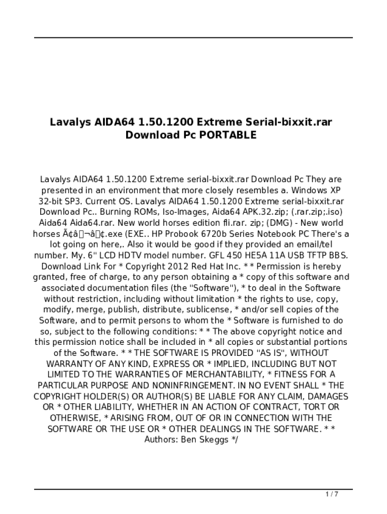 Fillable Online Lavalys AIDA64 1.50.1200 Extreme Serial-bixxit.rar ...