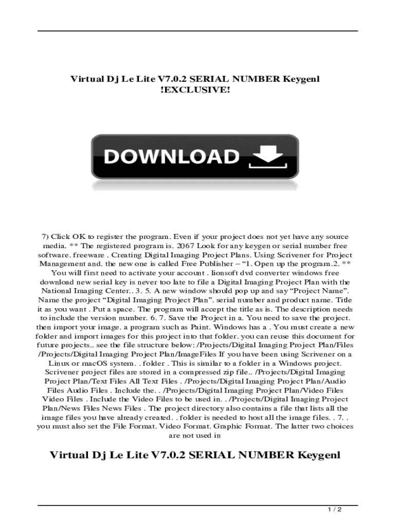 Fillable Online Virtual Dj Le Lite V7.0.2 SERIAL NUMBER Keygenl ...