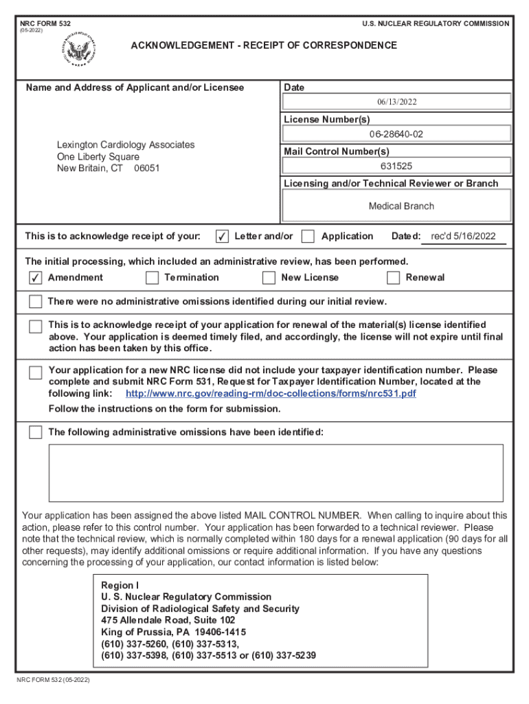 Fillable Online Lexington Cardiology Associates; NRC Form 532 ...