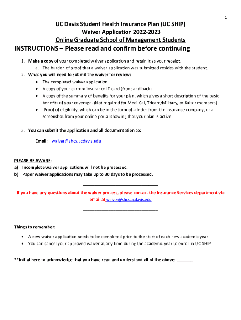 Fillable Online shcs ucdavis UC SHIP Benefits - MedicalStudent Health and Counseling Services ...