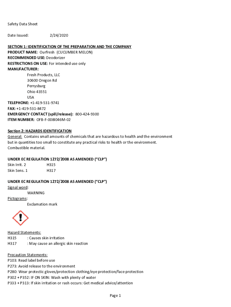 Fillable Online CAREX LIQUID HAND SOAP SAFETY DATA SHEET 10650 CAREX ...