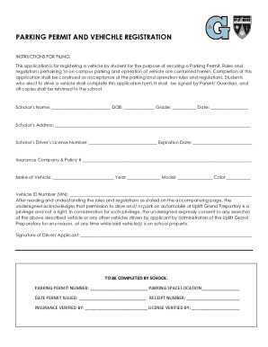 Fillable Online Vehicle Registration-Parking Permit Form ...