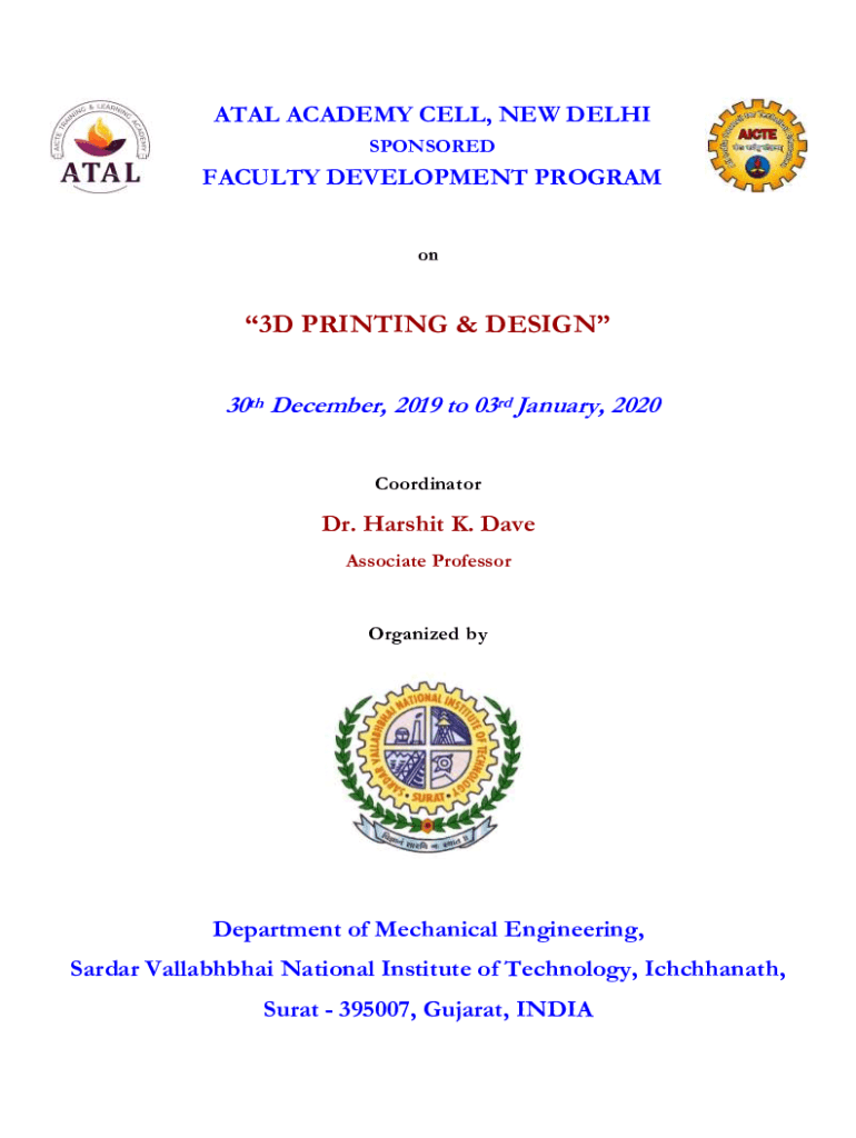 Fillable Online 3D PRINTING & DESIGN - svnit Fax Email Print - pdfFiller