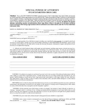 Fillable Online Arkansas Special Military Power of Attorney for In Loco ...