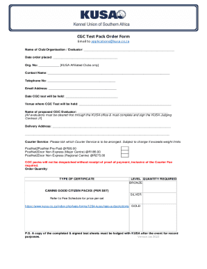 Fillable Online CGC Test Pack Order Form - KUSA Fax Email Print - pdfFiller