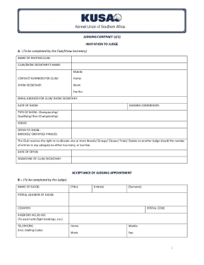 Fillable Online JUDGING CONTRACT (J/1) Doc TemplatepdfFiller Fax Email ...