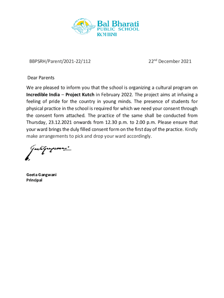 Fillable Online Invitation Letter to Parents for School ...
