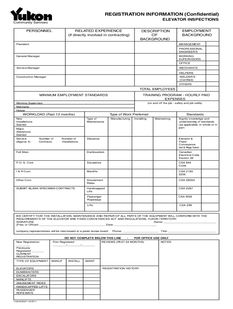 Fillable Online Form YG5426 "Registration Information (Confidential ...