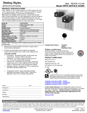 Fillable Online OBS - REFER TO NR SPECIFICATIONS Model HRFG-SER BLK ...