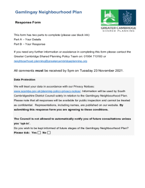 Fillable Online Gamlingay Neighbourhood Plan Response Form Accessible ...