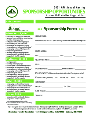 Fillable Online 2021 AM sponsor form Fax Email Print - pdfFiller