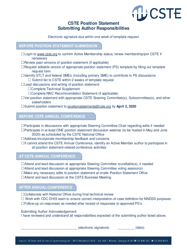 Fillable Online www.cste.orgPosition Statement Archive - Council of ...