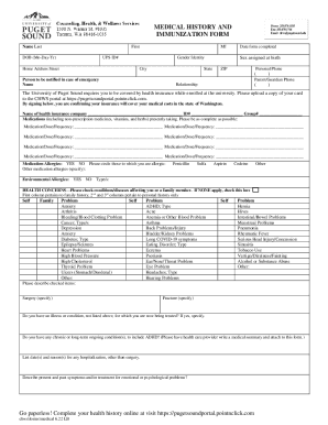 Fillable Online MEDICAL HISTORY AND IMMUNIZATION FORM Fax Email Print - pdfFiller
