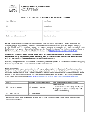Fillable Online Medical Exemption Form MMR/COVID-19 Vaccine Fax Email ...